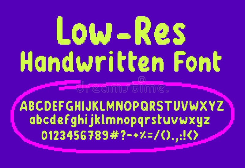 Low-Res Handwritten Font stock vector. Illustration of vector - 306250583