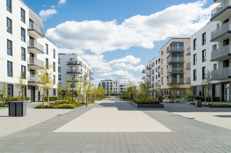 Low Rise Apartment Buildings in the City. Stock Illustration ...