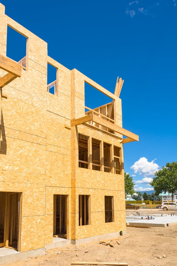 Low Rise Wooden Framework of the Building on Concrete Base Stock Photo ...