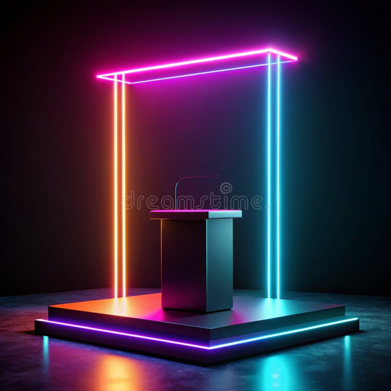 Low Round Black Pedestal with Neon Lights for Products Stock ...