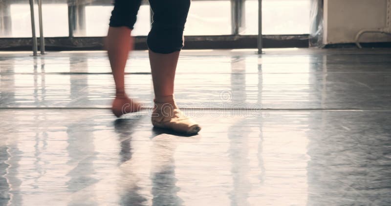 Ballerina Practicing on Tiptoe at Dance Hall Stock Footage - Video of ...