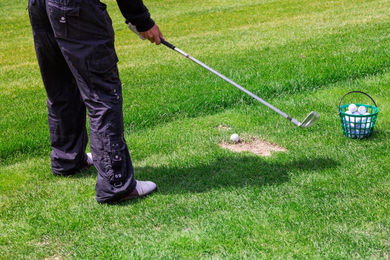 Low Section of Golf Player Ready To Hit the Ball Stock Image - Image of ...