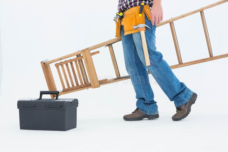 Man carrying ladder stock image. Image of dynamic, occupation - 11386851