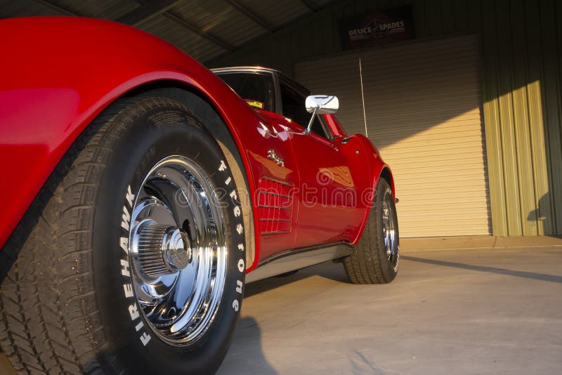 Low Side View of a Classic Red Corvette Car. Editorial Image - Image of ...