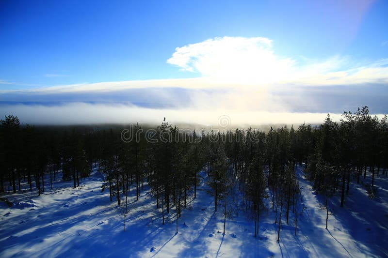 Low Sun and Clouds in Northern Sweden Stock Image - Image of shadow ...