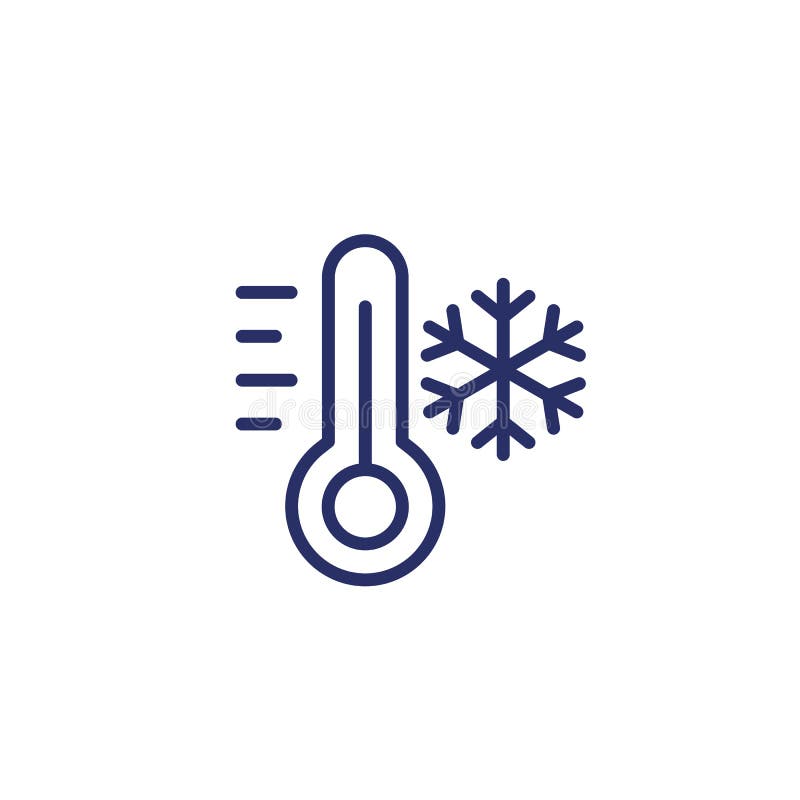 Low Temperature Line Icon with a Thermometer Stock Vector ...