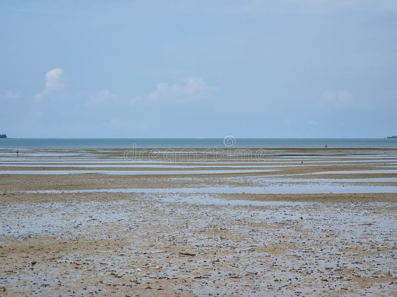 Low Tide Beach with Beautiful Blue Sky Stock Photo - Image of mudflat ...