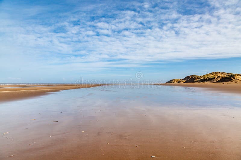 Low Tide at Formby Beach on a Sunny Morning Stock Image - Image of ...