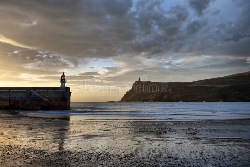 Port Erin beach at sunset stock image. Image of harbour - 33300169