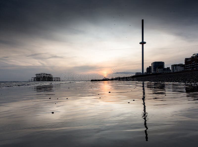 Low tide at sunset stock image. Image of landmark, monummnet - 163718149