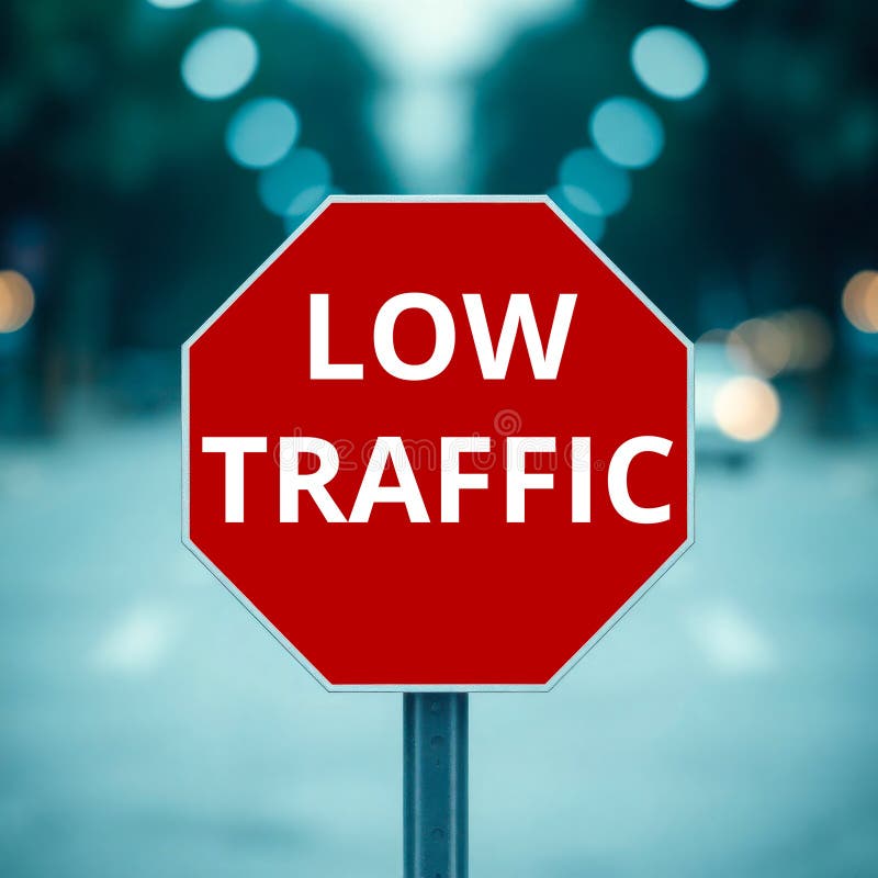 Low-traffic Text Title on Red Sign Stock Illustration - Illustration of ...