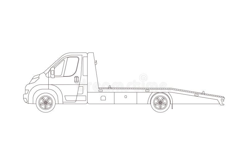 Low Truck Vehicle in Outline. Modern Flat Style Vector Illustration ...