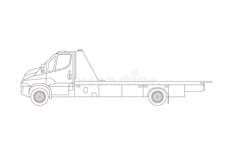 Low Truck Vehicle in Outline. Modern Flat Style Vector Illustration ...
