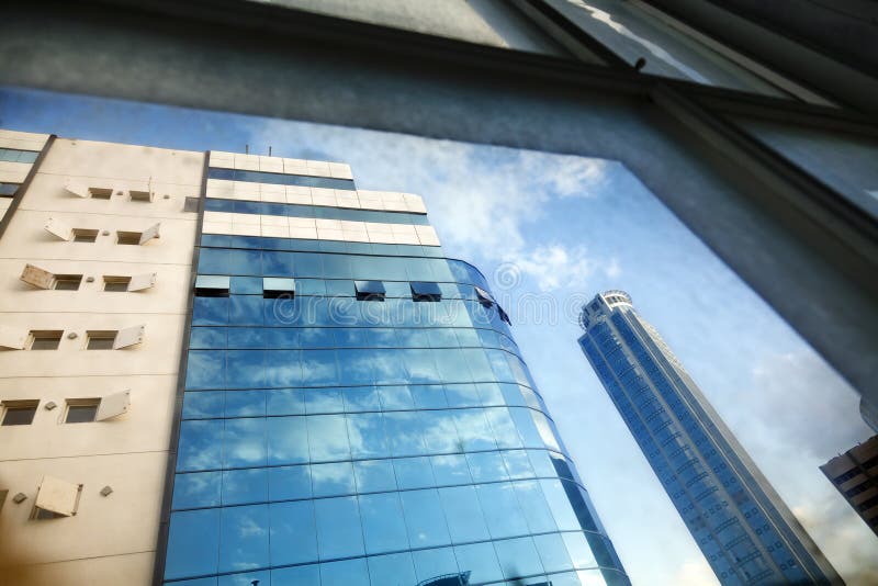 Office Buildings through Window Stock Image - Image of abstract, space ...