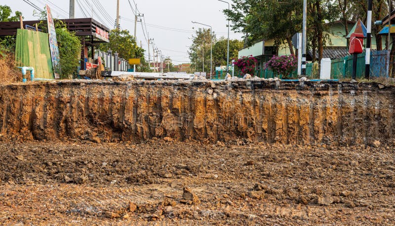 A Low View from the Ground To the Cross Section Under Paved Roads Stock ... A Low View from the Ground To the Cross Section Under Paved Roads Stock ...