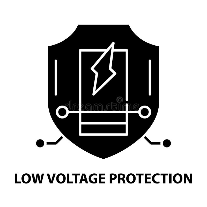 Low Voltage Protection Icon, Black Vector Sign with Editable Strokes ...