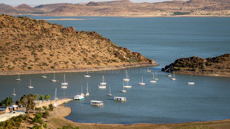 Low Water Level at Gariep Dam Marina Stock Image - Image of level, lake ...
