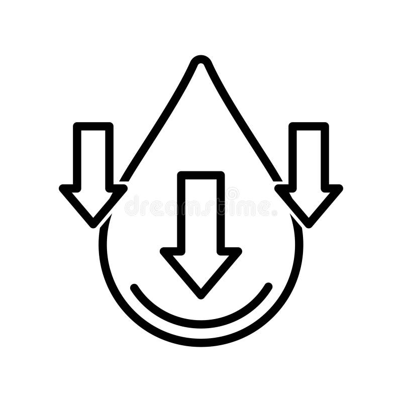 Low Water Level Icon with Arrows, Line Stock Illustration ...