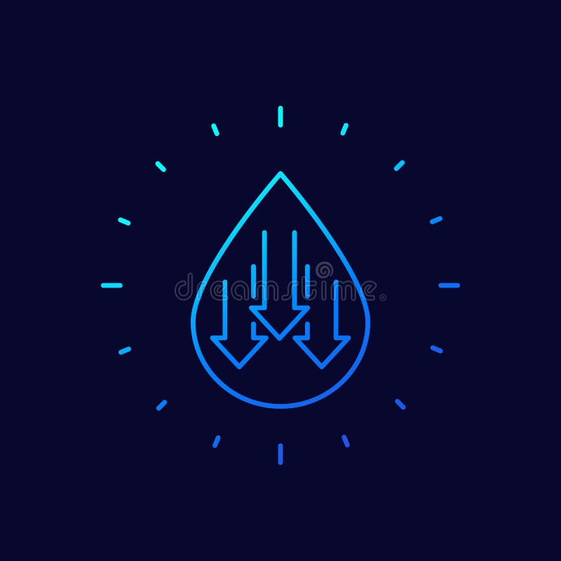 Low Water Level Icon, Linear Design Stock Illustration - Illustration ...