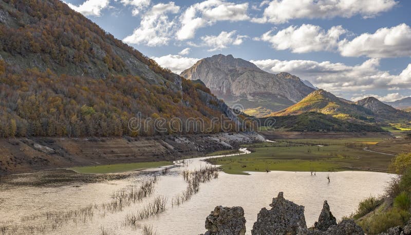 Low Water Level in the RiaÃ±o Reservoir Stock Image - Image of embalse ...
