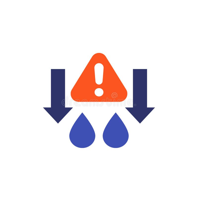 Low Water Warning Icon on White Stock Vector - Illustration of drop ...