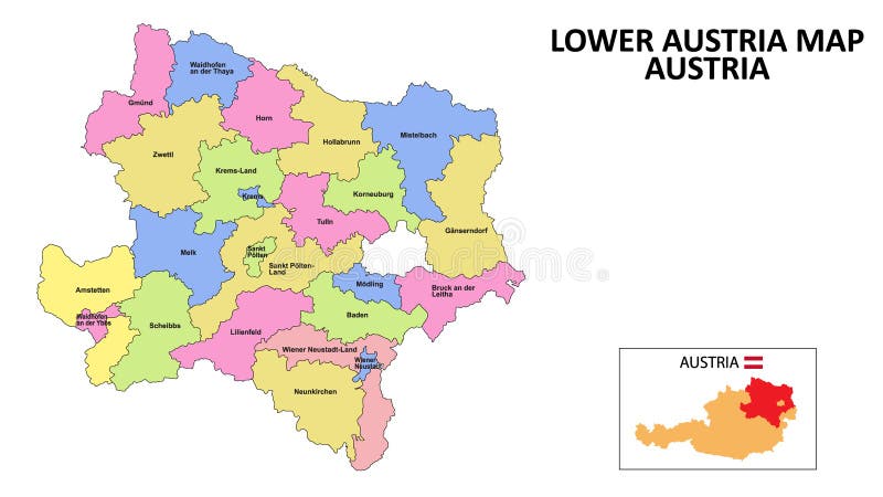 Lower Austria Map. District Map of Lower Austria Detailed Map of Lower Austria in Color with ...
