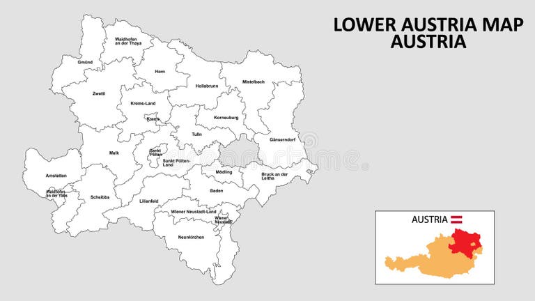 Lower Austria Map. State and District Map of Lower Austria Stock Vector ...