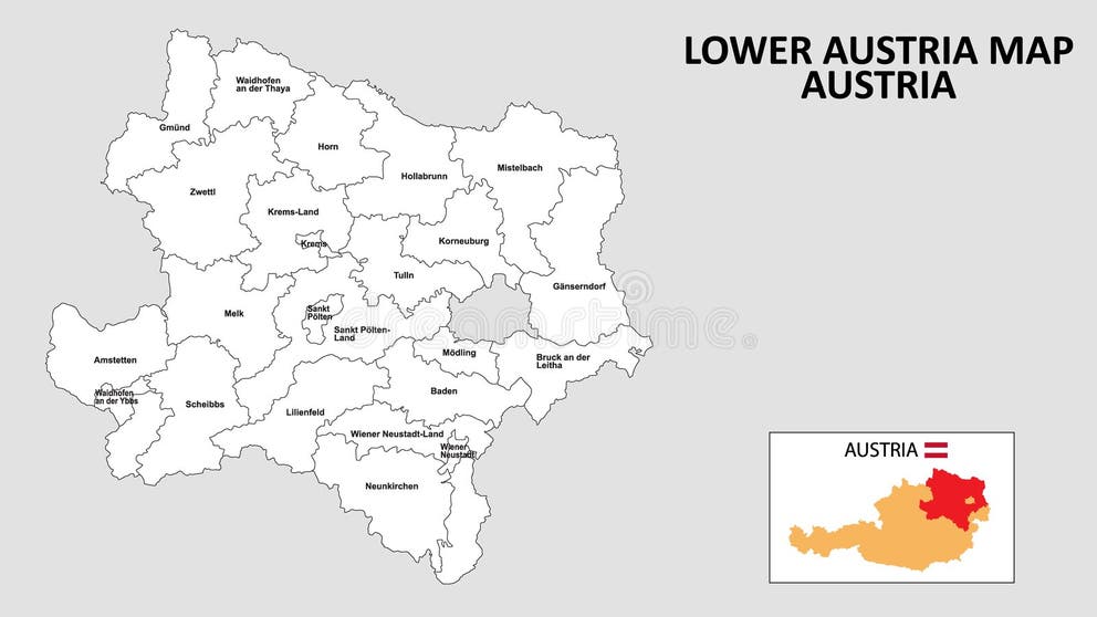 Lower Austria Map. State and District Map of Lower Austria Stock Vector ...