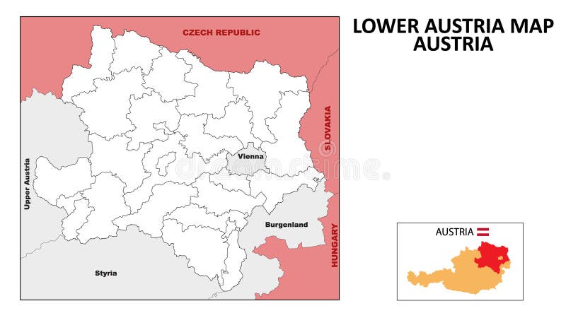 Lower Austria Map. State and District Map of Lower Austria Stock Vector ...