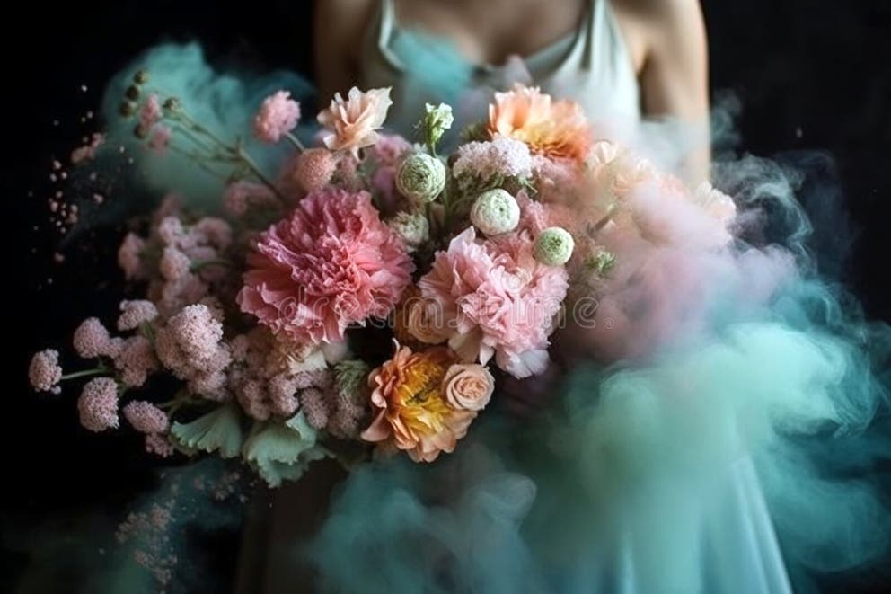 Lower Bouquet Exploding in Powder. Generative Ai Stock Illustration ...