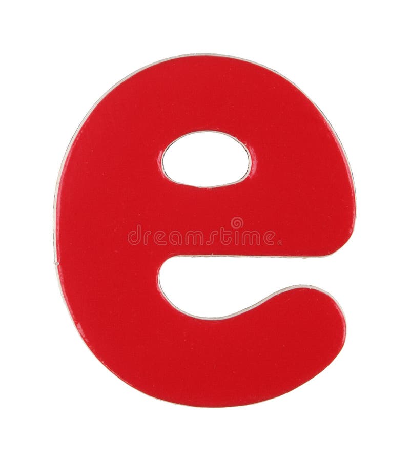 Lower Case E Magnetic Letter on White with Clipping Path Stock Photo ...