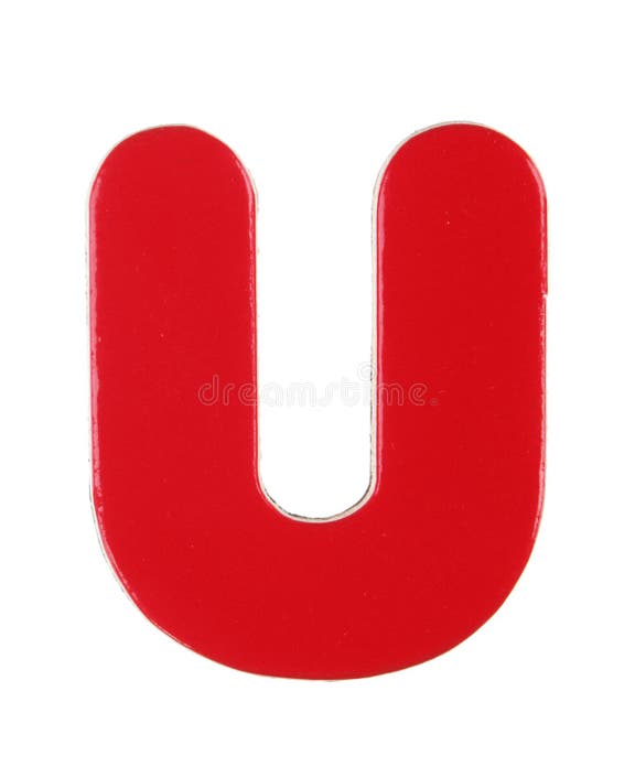 Lower Case U Magnetic Letter on White with Clipping Path Stock Photo ...