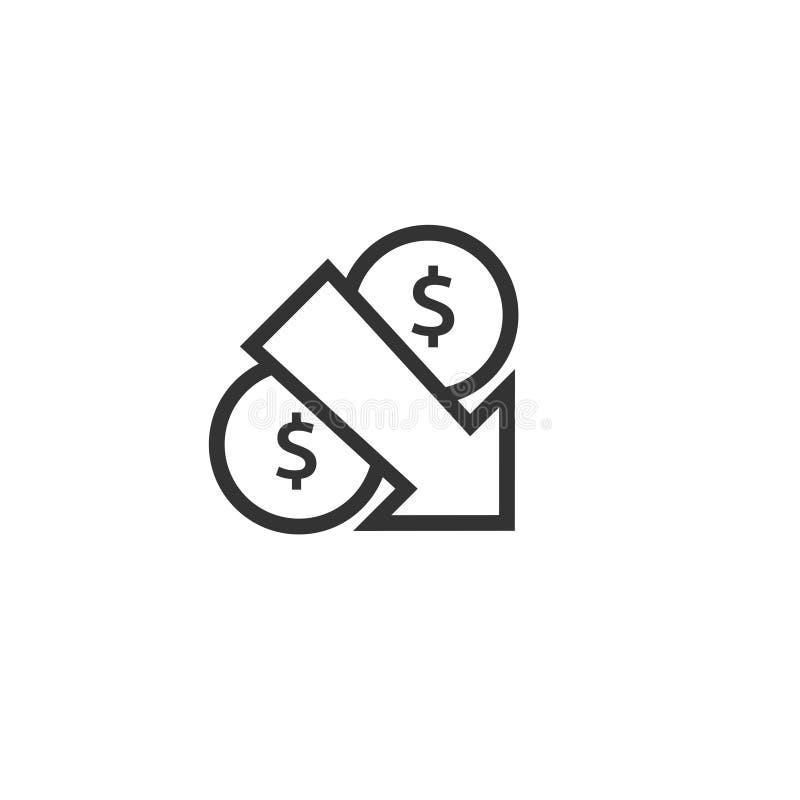 Lower Cost Icon. Dollar Money Decrease Symbol with Arrow Stretching ...