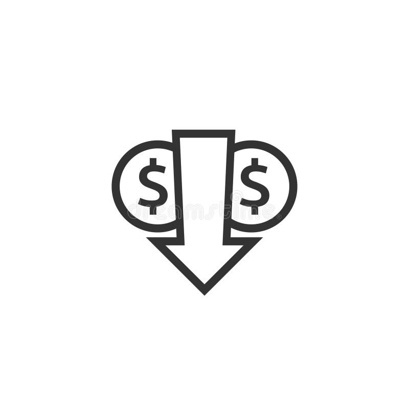 Lower Cost Icon. Dollar Money Decrease Symbol with Arrow Stretching ...