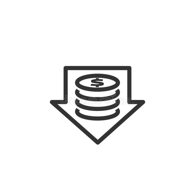 Lower Cost Icon. Dollar Money Decrease Symbol with Arrow Stretching ...