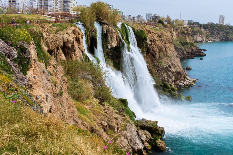 Lower Duden Waterfall from View Point Closeup.Antalya,Turkey. Stock ...