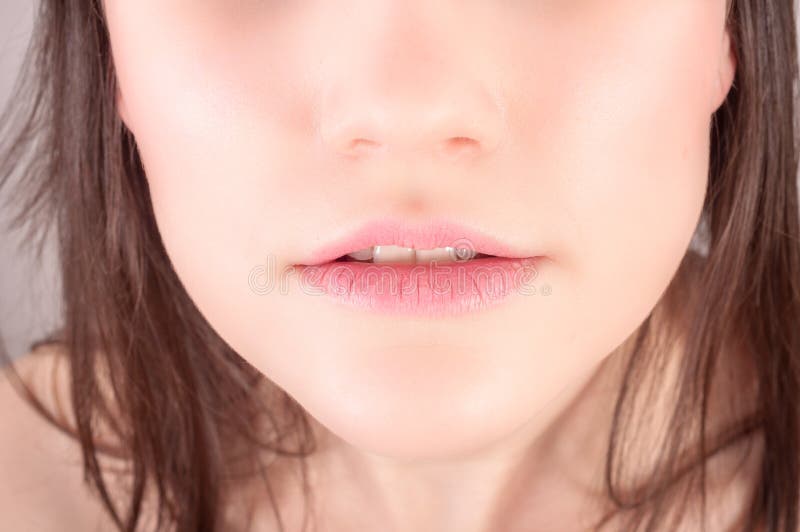 Lower Face of a Young Woman Stock Image - Image of face, health: 25349597