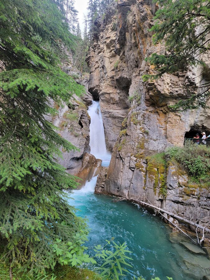 Lower Falls Johnston Canyon Stock Photo - Image of lower, johnston ...