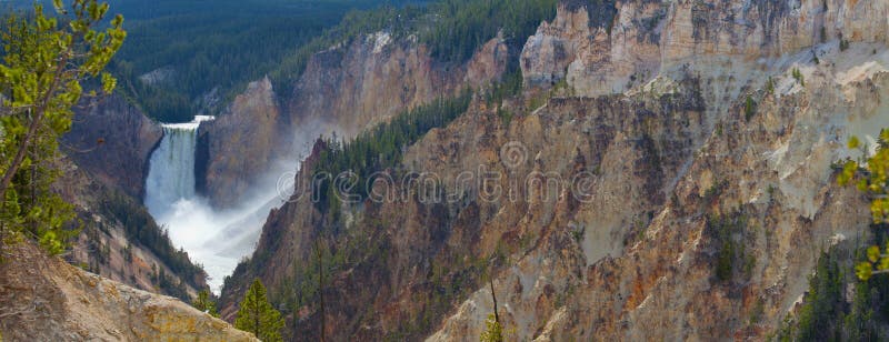 Lower Falls at Yellowstone stock image. Image of cascade - 94382543