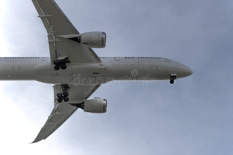 Lower Fuselage of a Passenger Airplane with Landing Gear Deployed Stock ...