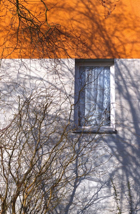 Lower Half of Wall with Window is White, Upper Half is Orange, Window ...