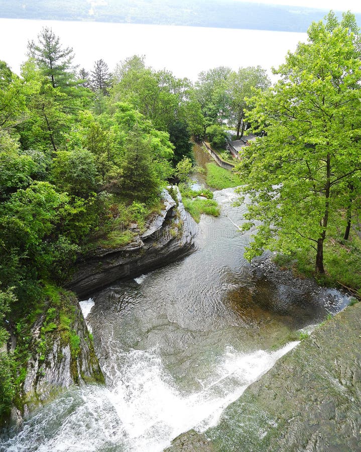 Lower Hector Falls Rock Tiers Empty into Seneca Lake Below NYS ...