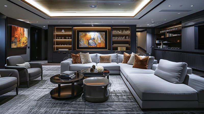 Lower Level Lounge Interior Concept Stock Illustration - Illustration ...