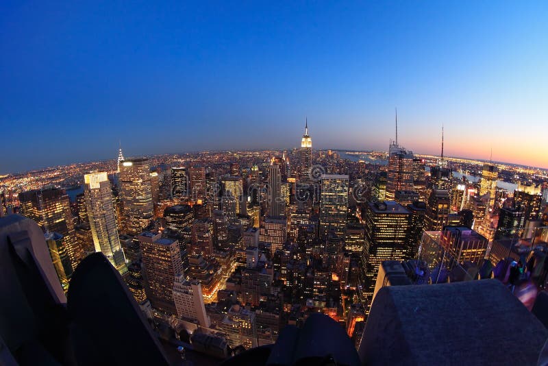 Lower Manhattan at dusk stock image. Image of architecture - 5706377