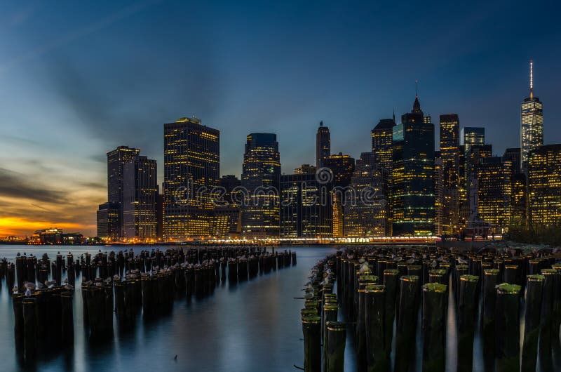 Lower Manhattan at Dusk stock photo. Image of financial - 49229374