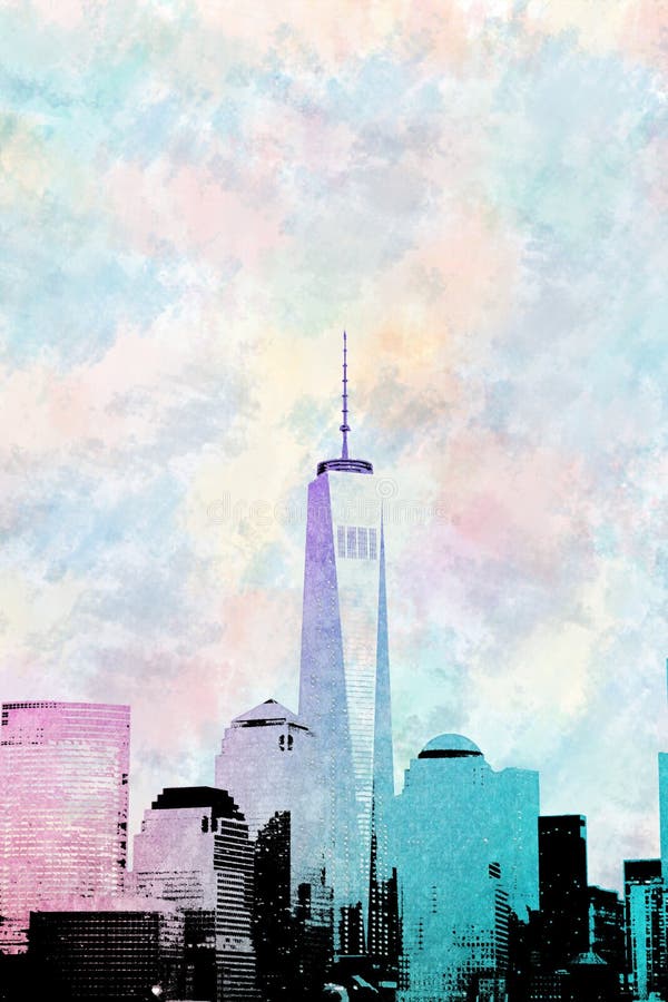 Lower Manhattan Skyline Illustration Stock Illustration - Illustration ...