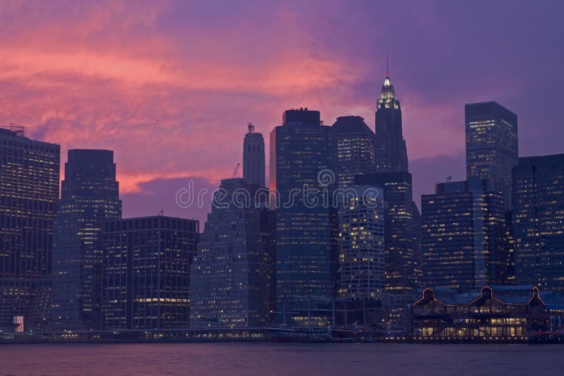 Lower Manhattan sunset stock image. Image of wall, skyscrappers - 3351197