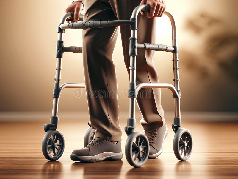 The Lower Part of an Elderly Man Using Walkers Stock Illustration ...