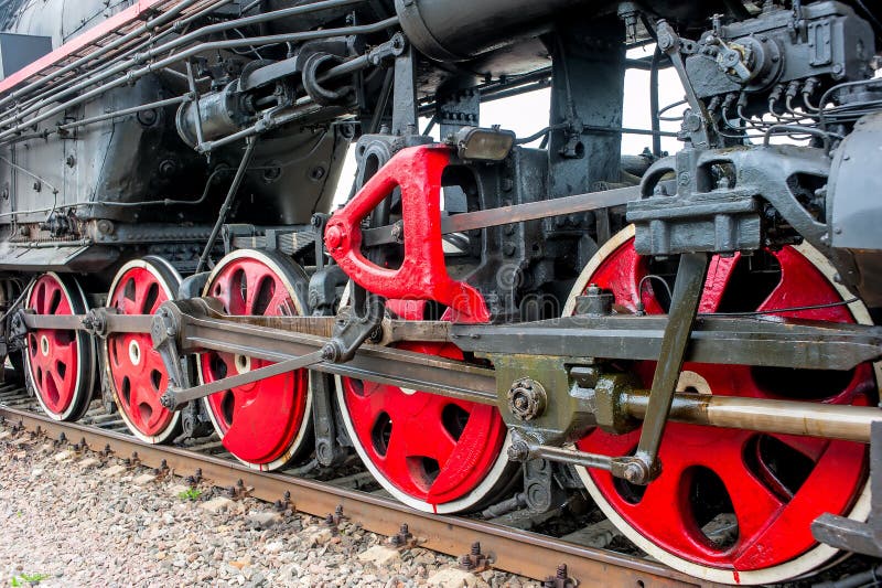 Lower Part of the Locomotive on the Railroad Stock Image - Image of ...