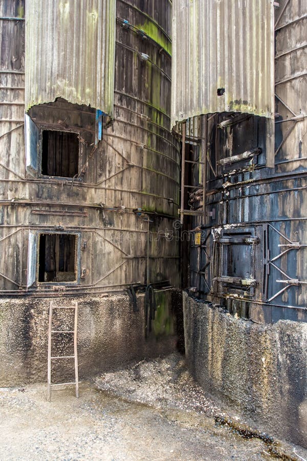 Lower Opening of an Empty Rustic Grain Silo in Detail on a Farm Stock ...